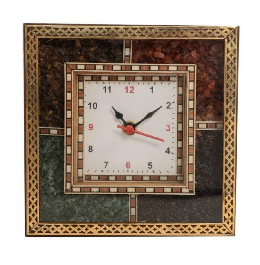 Wall Clock : Buy Square Shaped Gemstone Wooden Wall Clock For Home ...