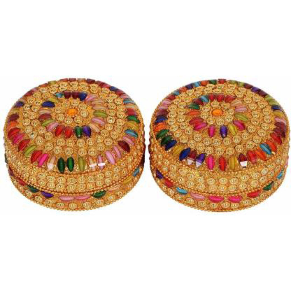CRAFTAM Round Lakh Sindoor Boxes, Kumkum Box Bharani Wedding Return ...