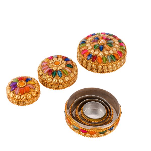 CRAFTAM Round Lakh Sindoor Boxes, Kumkum Box Bharani Wedding Return ...