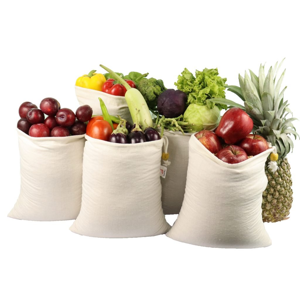 Cotton Reusable Fridge Storage Bags for Vegetables and Fruits Quality ...