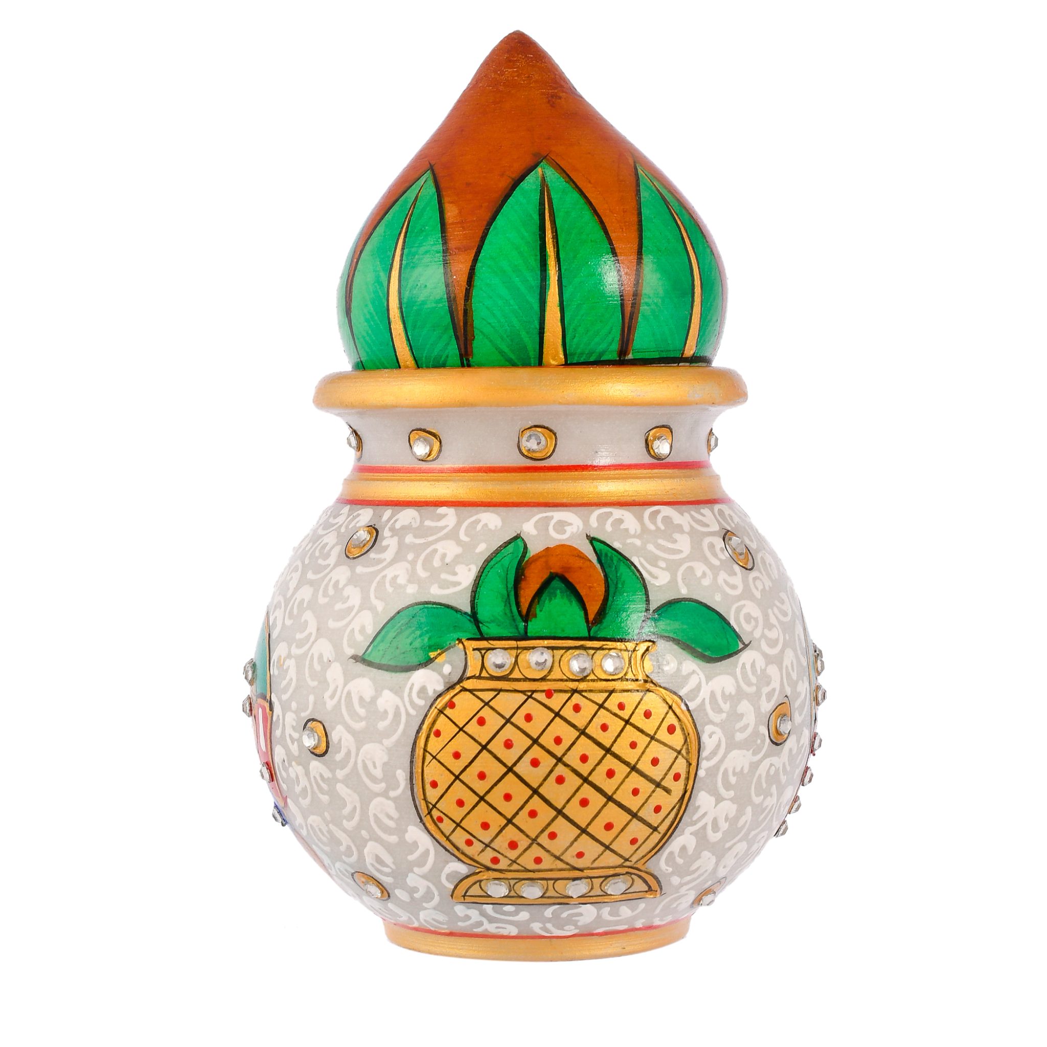 Marble Kalash with Nariyal for Pooja Temple & Home (4x6 Inch)