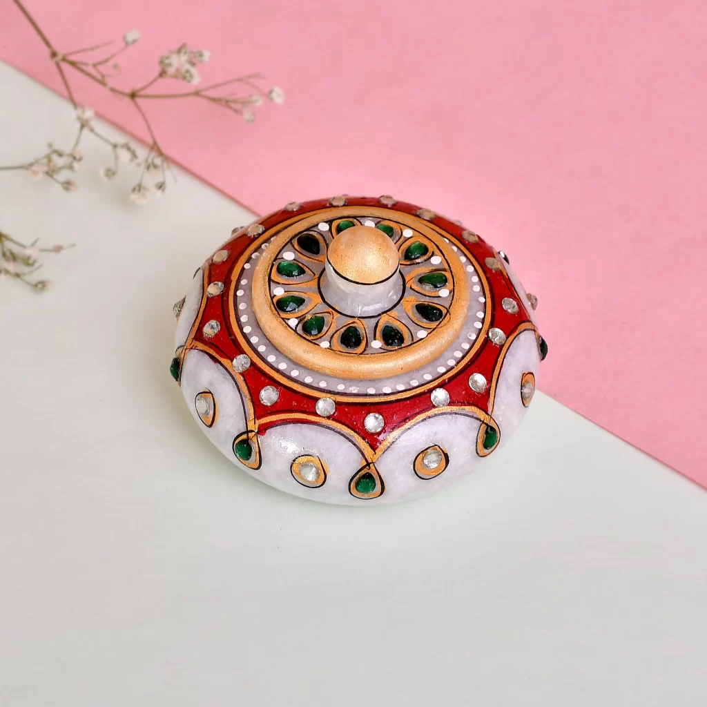 Marble Kumkum Box - A Sacred Blend of Tradition and Elegance Marble Kumkum Box - A Sacred Blend of Tradition and Elegance